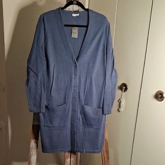 J. Jill | Sweaters | J Jill Blue Duster Sweater Sz Med | Poshmark